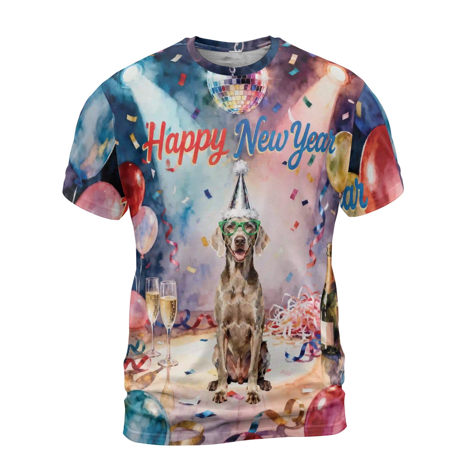 Happy New Year Weimaraner Chills on Year-End Party All Over Print 3D ...