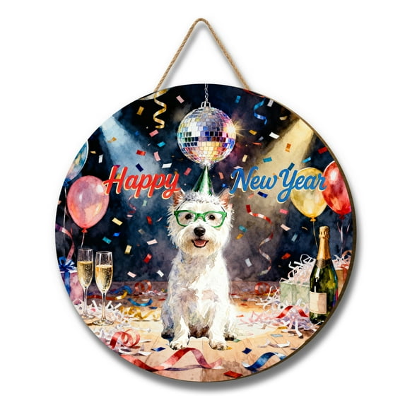 Happy New Year West Highland White Terrier Chills on Year-End Party ...