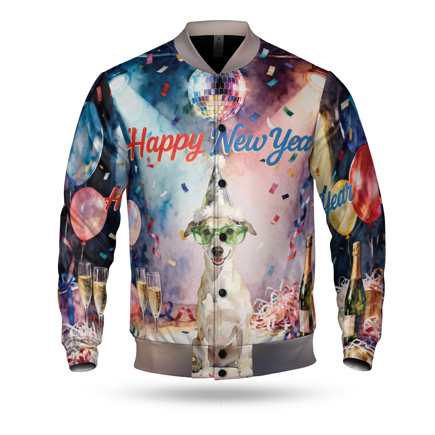 Happy New Year Whippet Chills on Year-End Party All Over Print 3D ...