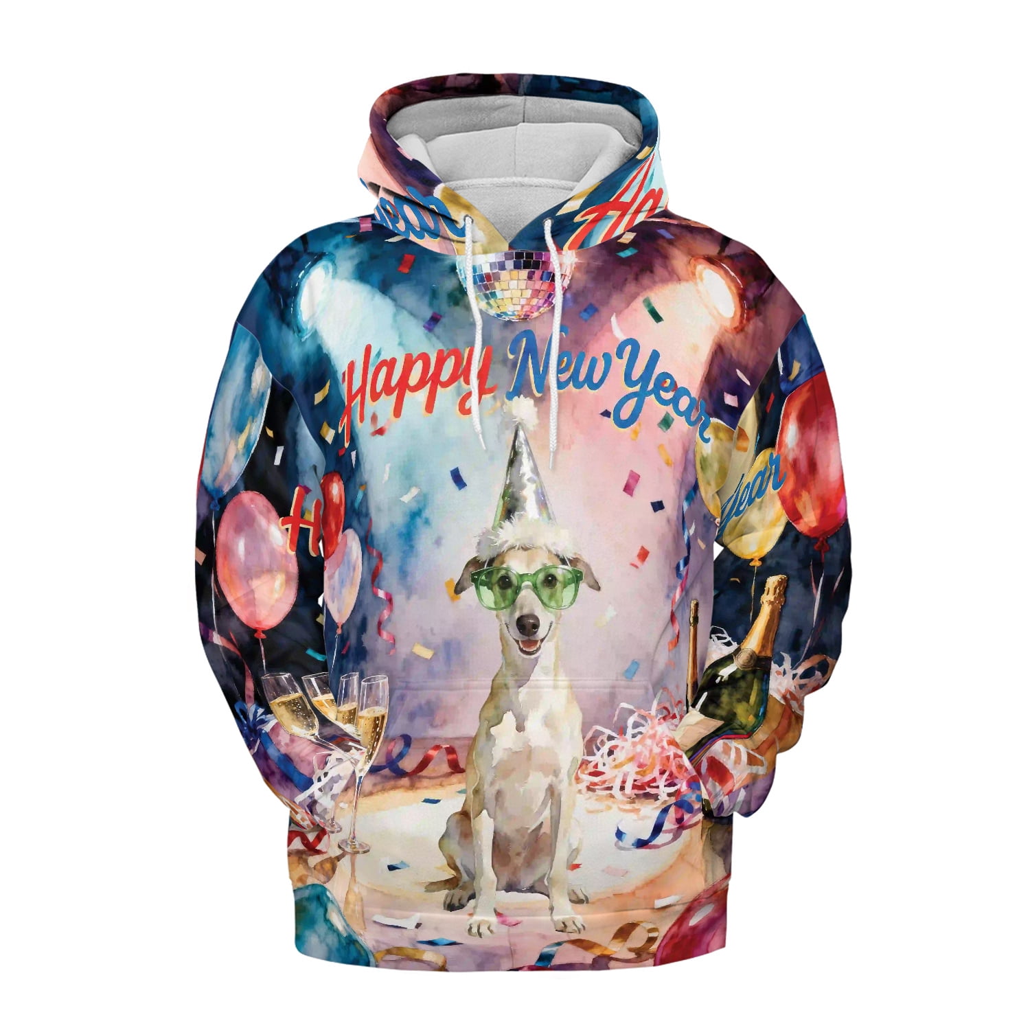 Happy New Year Whippet Chills on Year-End Party All Over Print 3D ...