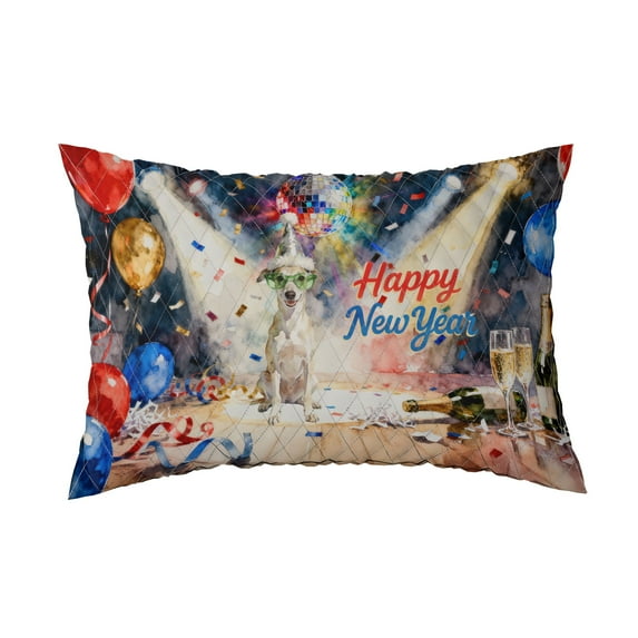 Happy New Year Whippet Chills on Year-End Party Quilt Pillowcase Dog ...