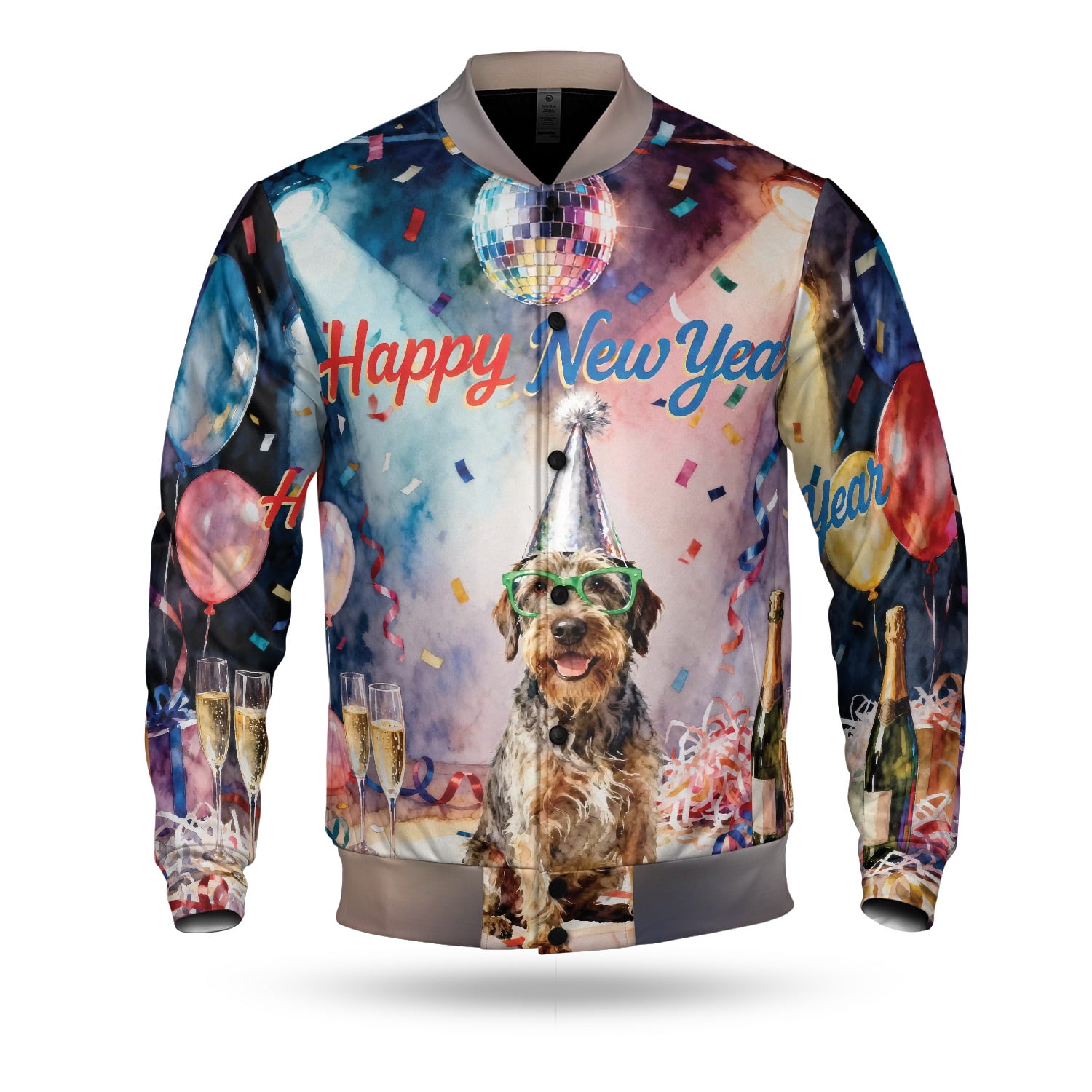 Happy New Year Wirehaired Pointing Griffon Chills on Year-End Party All ...