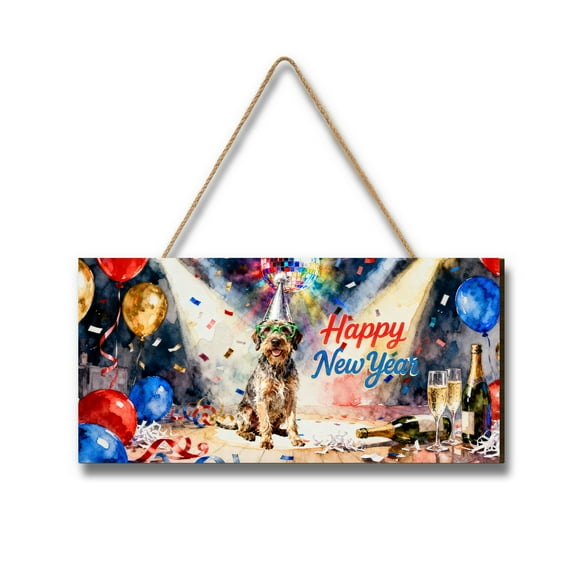 Happy New Year Wirehaired Pointing Griffon Chills on Year-End Party ...