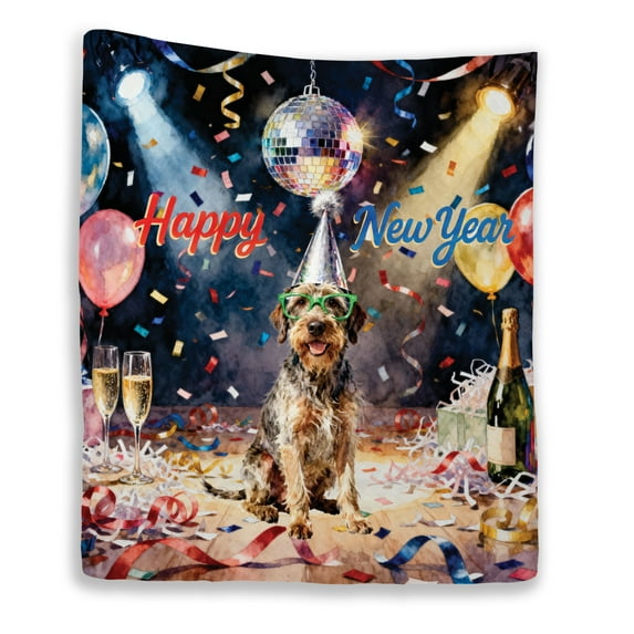 Happy New Year Wirehaired Pointing Griffon Chills on Year-End Party ...