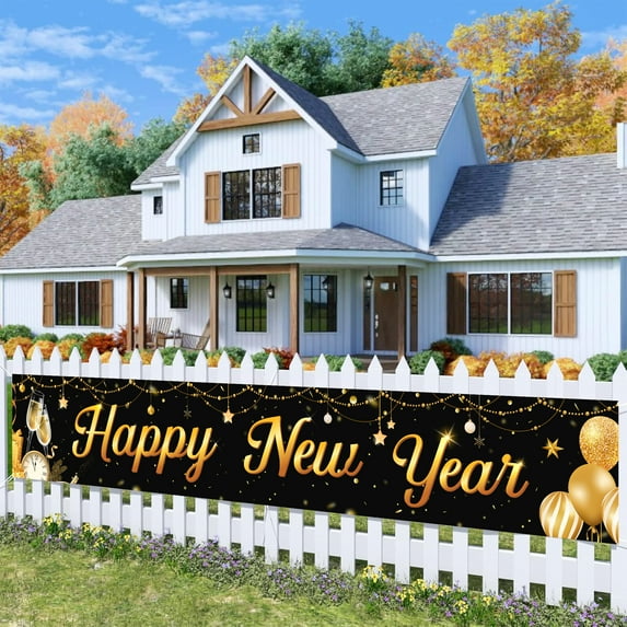 Happy New Year Yard Banner, 300x50 CM Happy New Year Large Outdoor ...