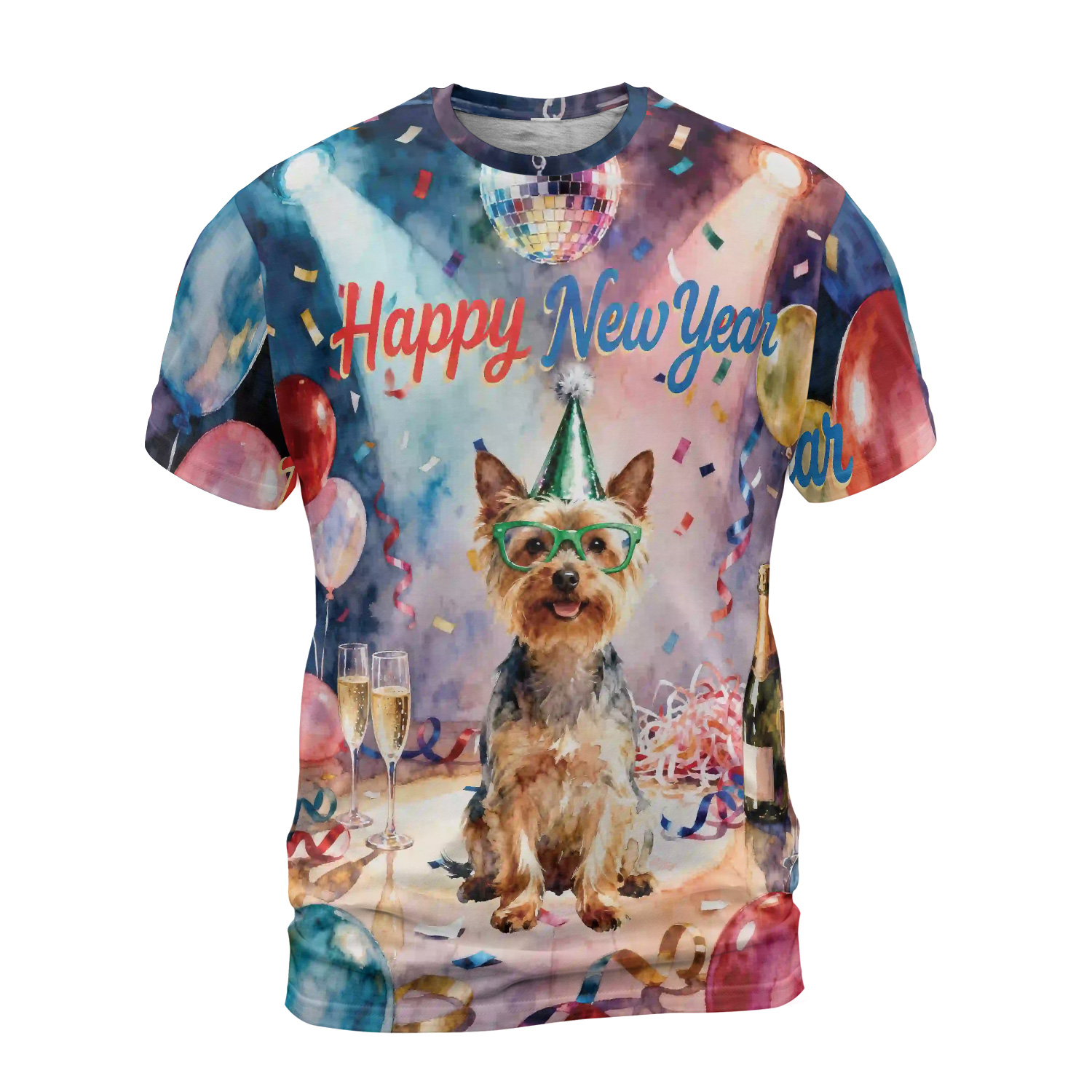 Happy New Year Yorkshire Terrier Chills on Year-End Party All Over ...