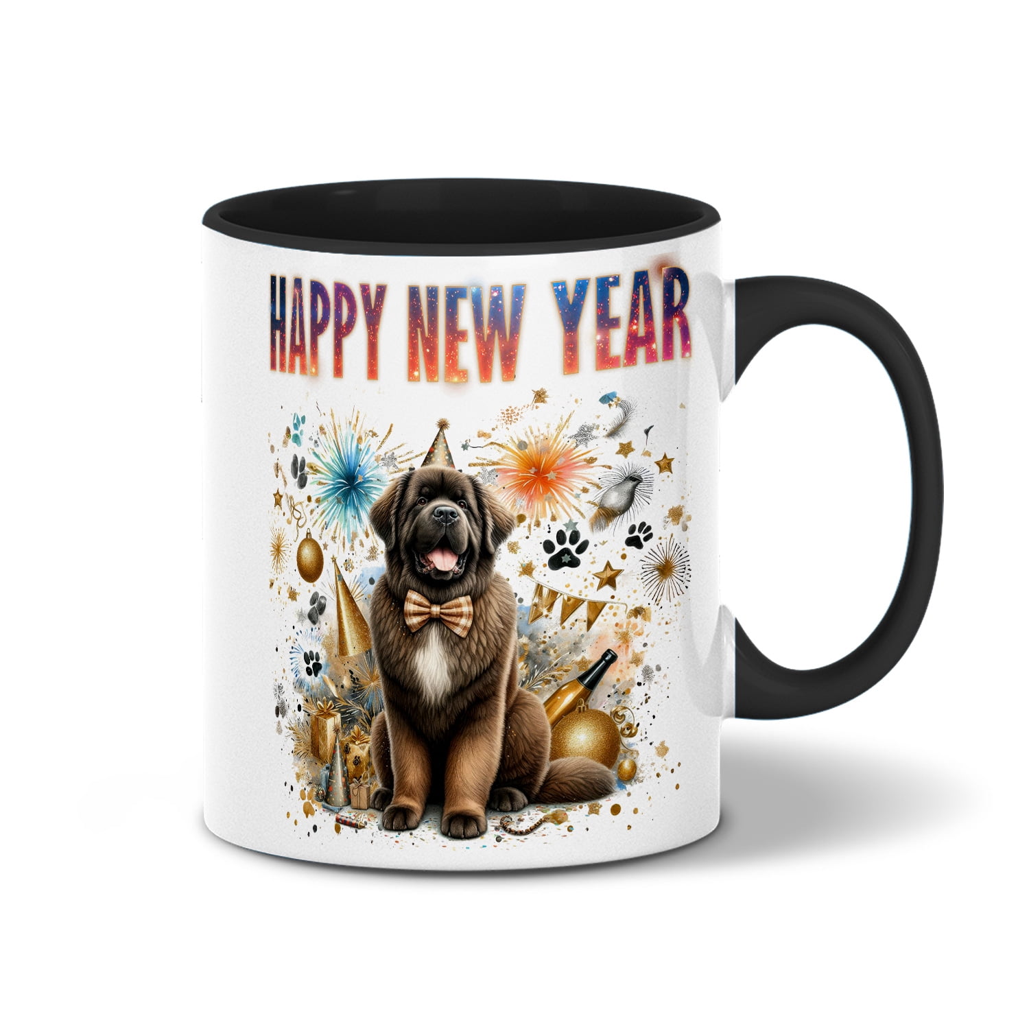 Happy New Year with Newfoundland Fireworks Holiday Xmas Winter 2025 ...