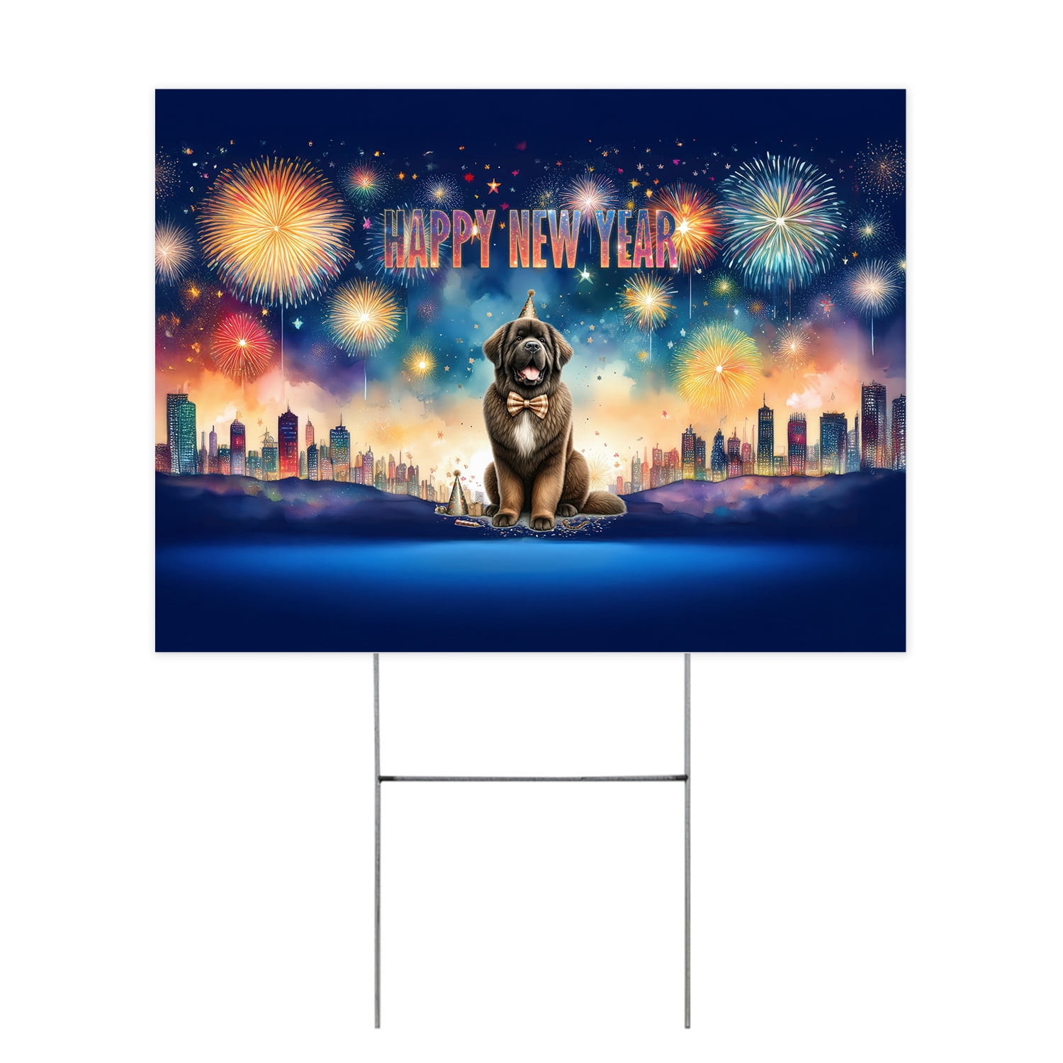 Happy New Year with Newfoundland Fireworks Holiday Xmas Winter 2025 ...