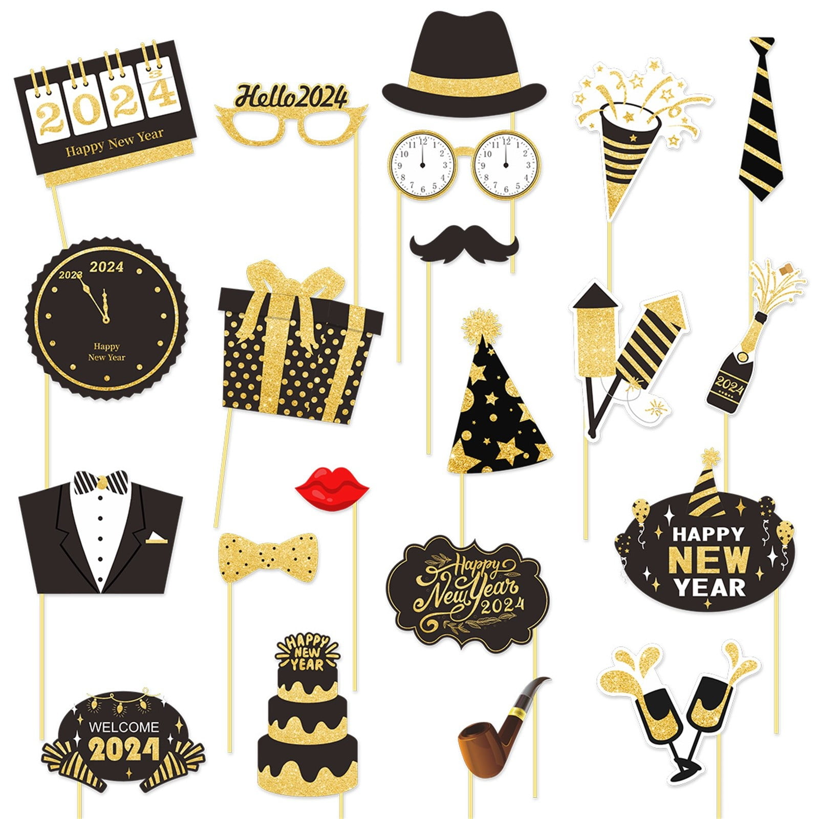 Happy New Years Eve Party 2024 New Year Party Photo Booth Props Kit ...
