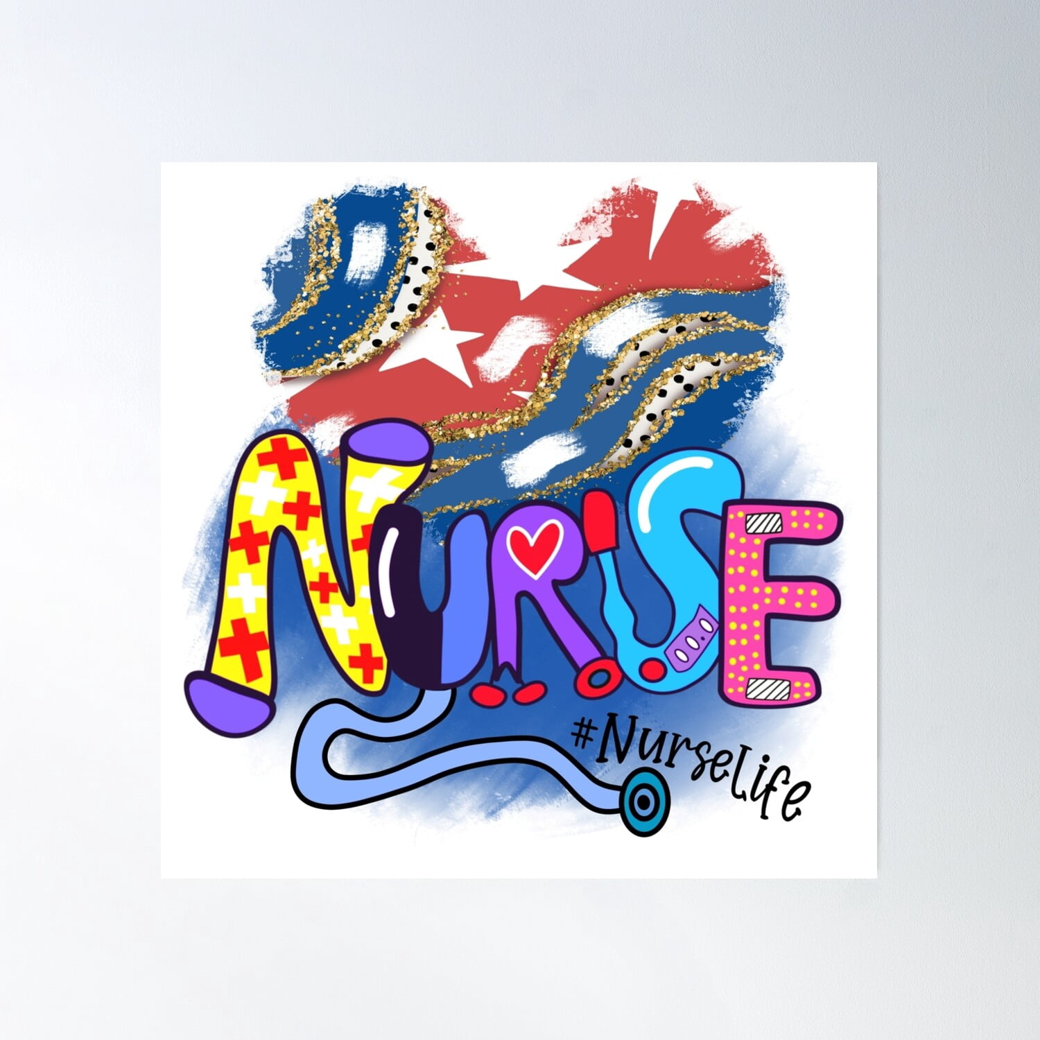 Happy Nurses Day For V1 Poster Wall Art, Modern Wall Decor, 24x24 ...