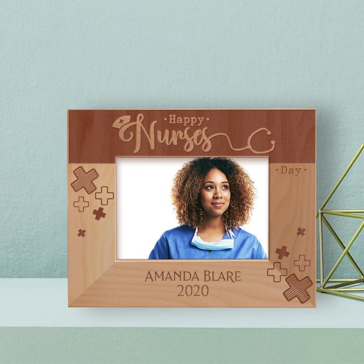 Happy Nurses Day Personalized Wooden Frame-5" x 3 1/2" Brown Horizontal ...