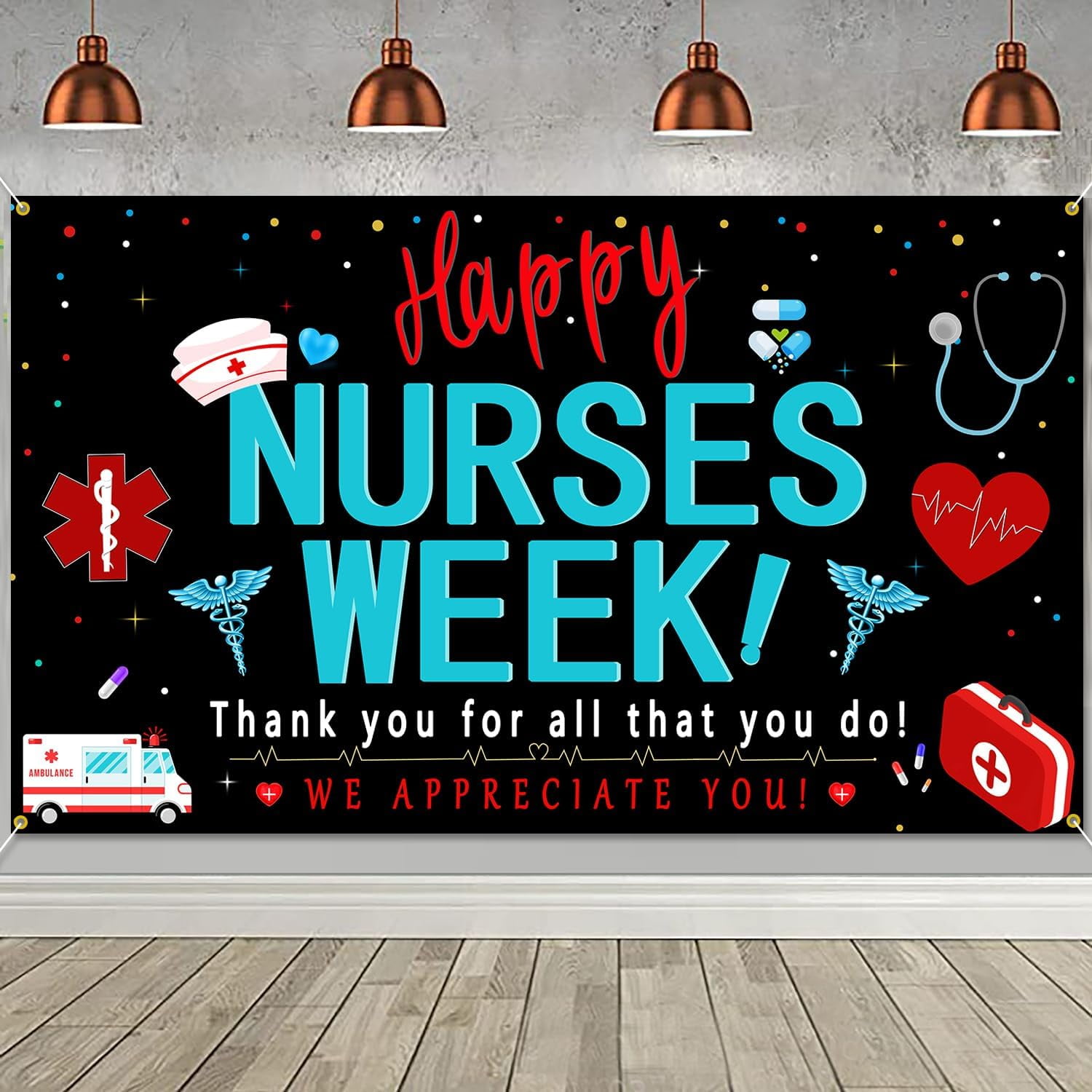 Happy Nurses Week Backdrop Banner Thank You Nurses Backdrop Decorations ...