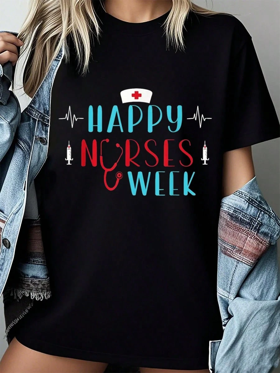 Happy Nurses Week T-Shirt for Women, Medical Professional Appreciation ...