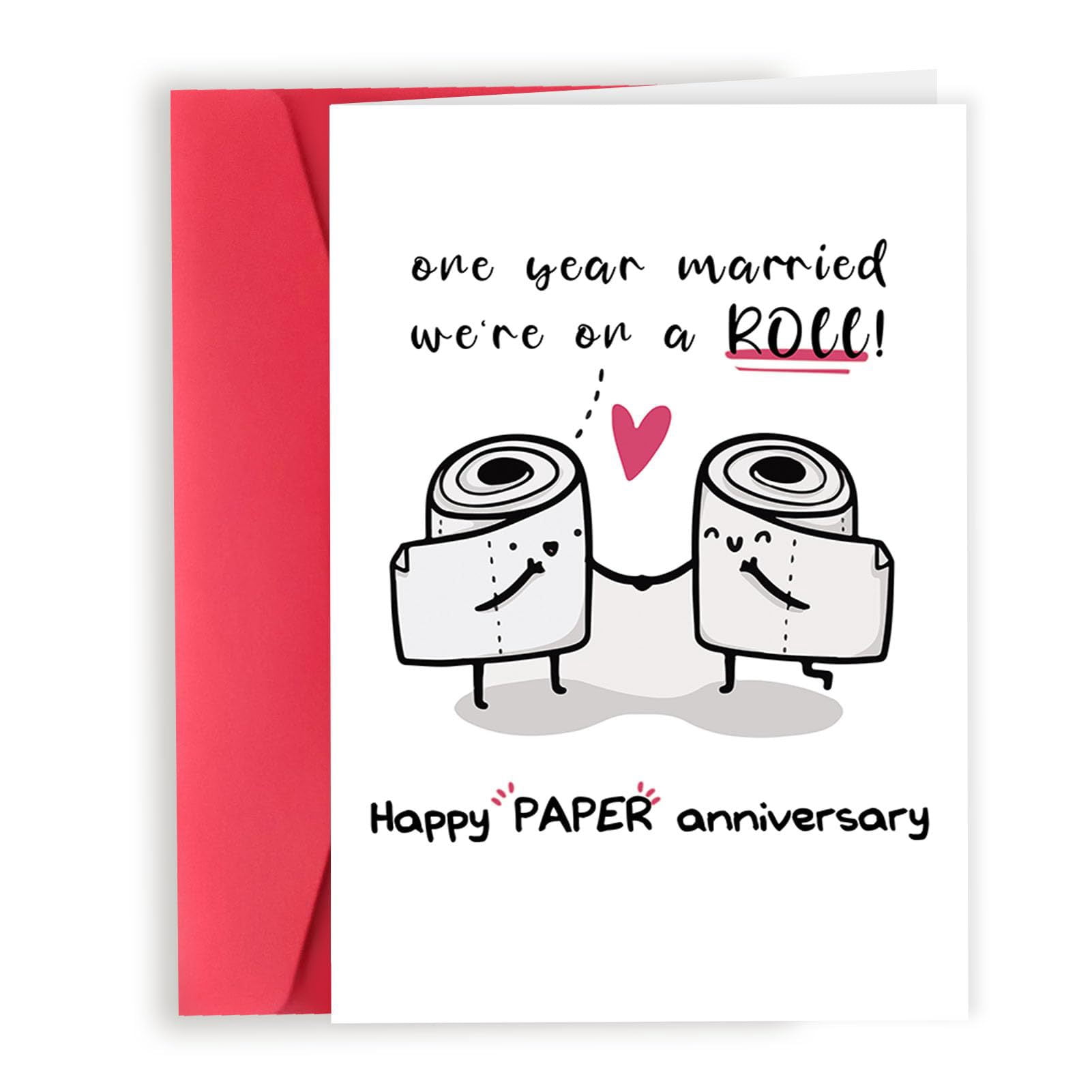 Happy Paper Anniversary Card – One Year Married We're on a Roll! Cute ...