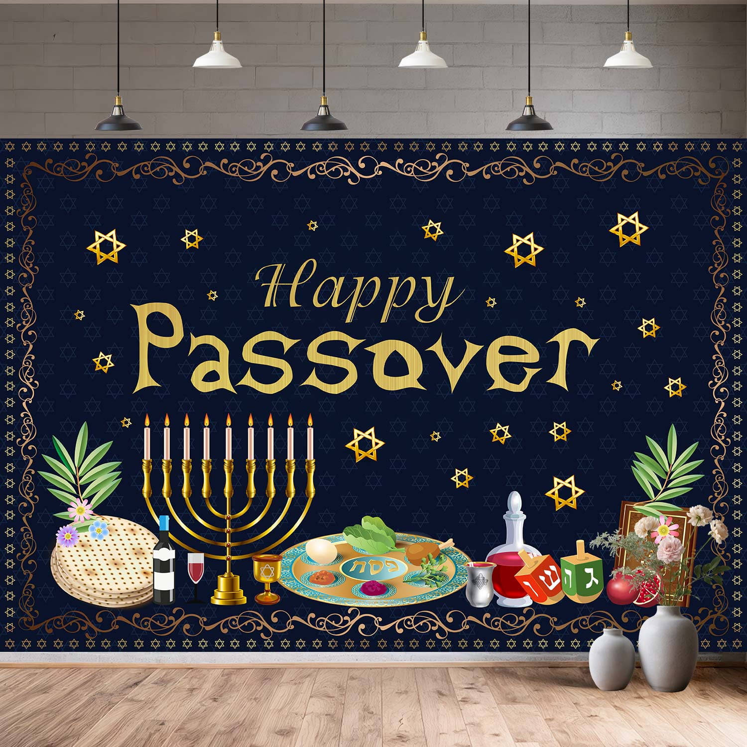 Happy Passover Backdrop,Jewish Pesach Holiday Party Decorations ...