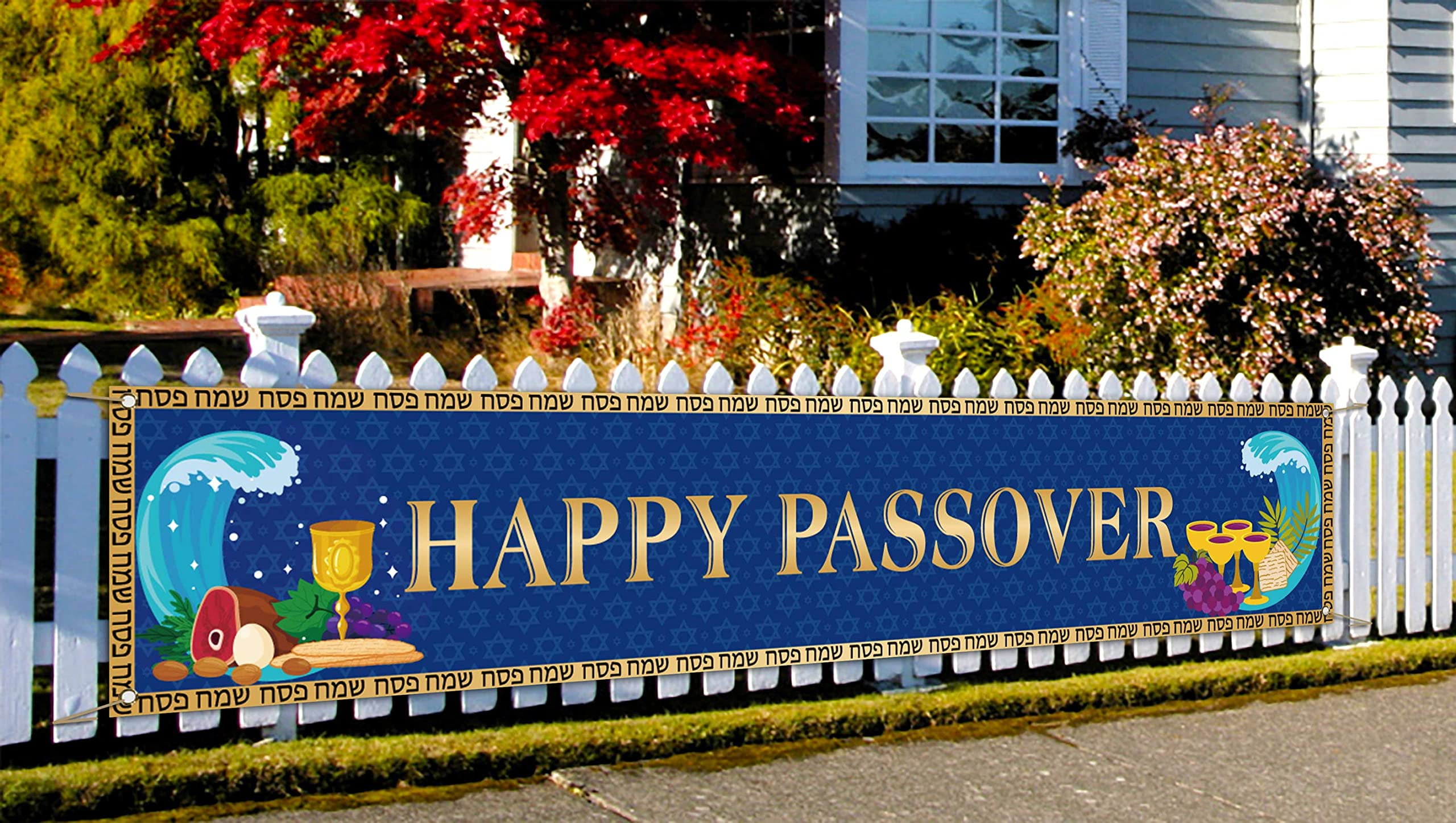 Happy Passover Fence Banner Jewish Pesach Seder Party Supplies Yard ...
