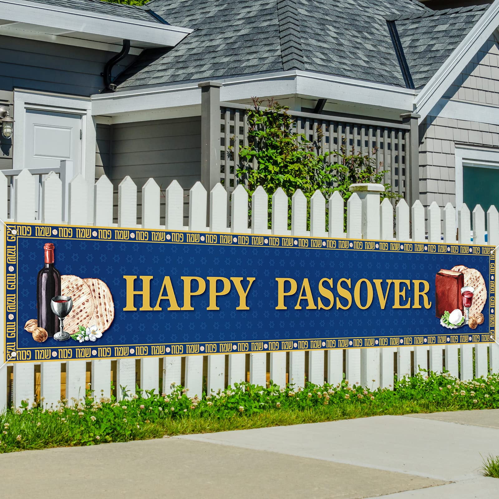 Happy Passover Fence Banner Jewish Pesach Seder Party Supplies Yard ...