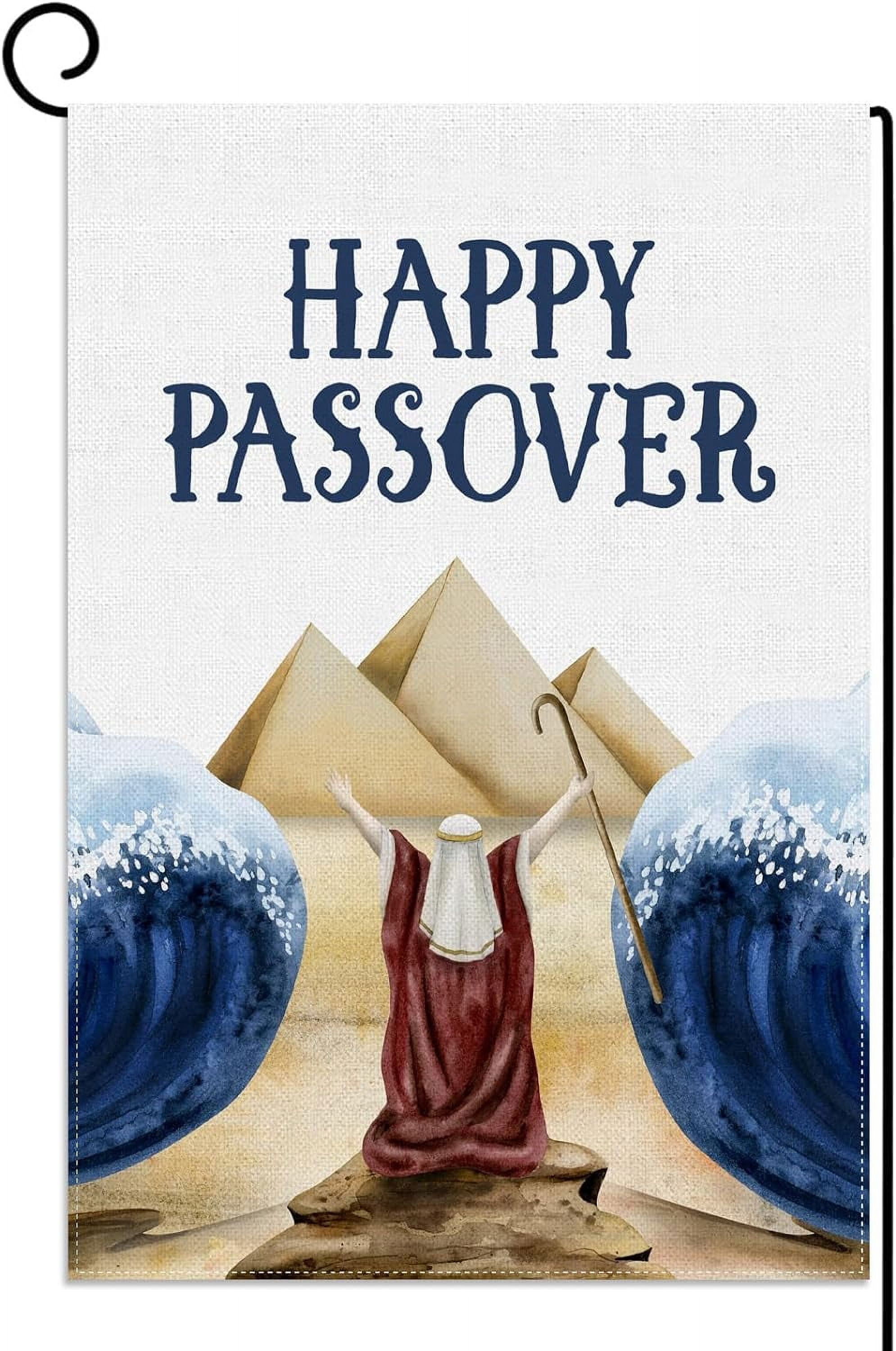 Happy Passover Garden Flag Pesach Jewish Moses Parting the Red Sea ...
