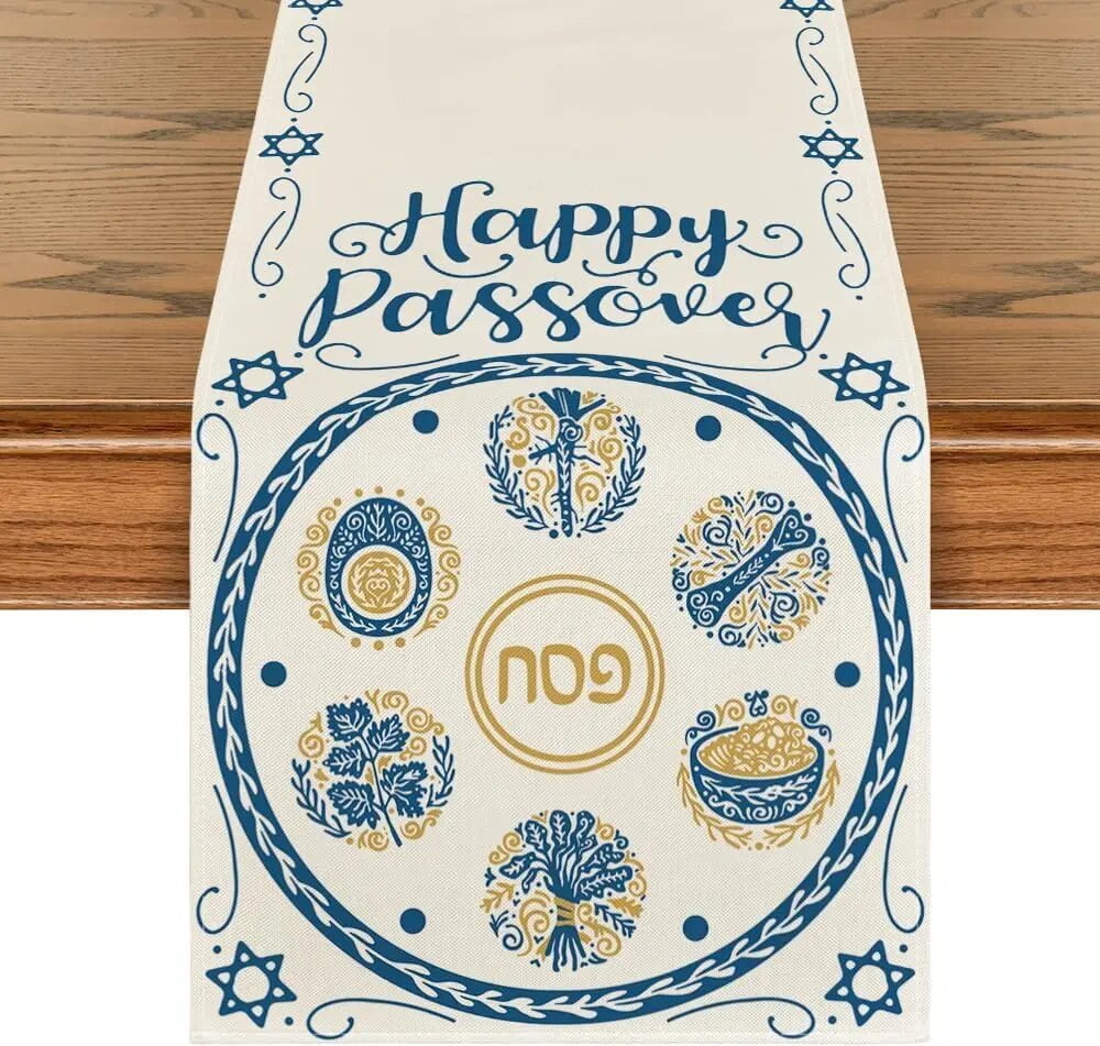 Happy Passover Linen Table Runners Kitchen Dining Table Decor Seder ...