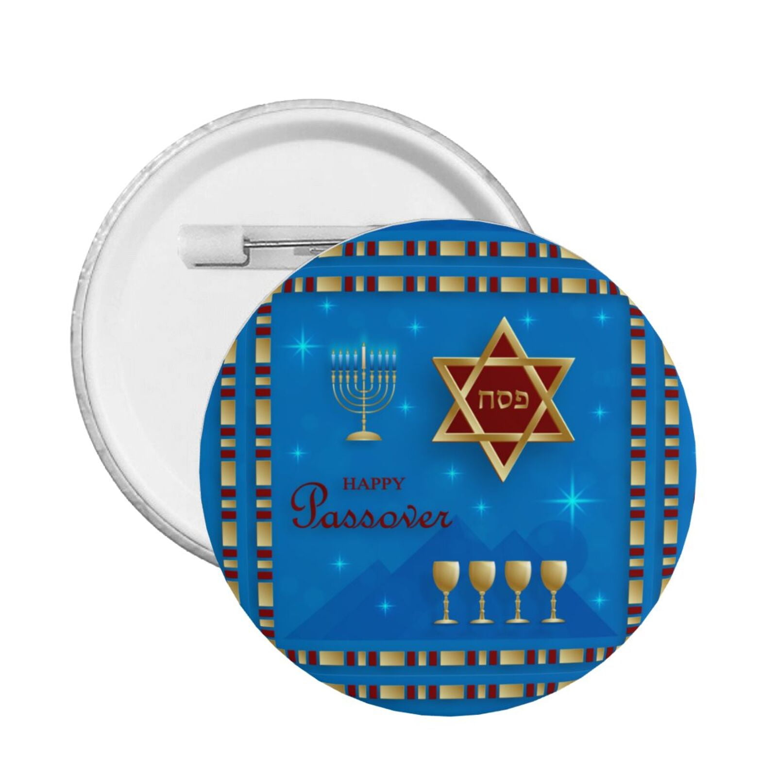 Happy Passover Pins Round Button Brooches Clothes Pin Badge Holder Chest Decoration For Backpack