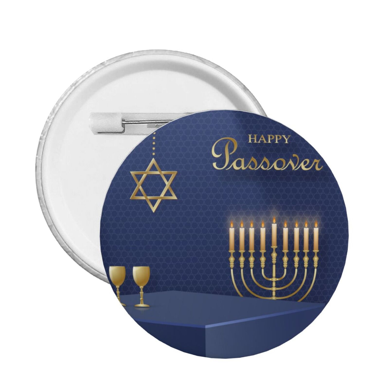 Happy Passover Pins Round Button Brooches Clothes Pin Badge Holder Chest Decoration For Backpack