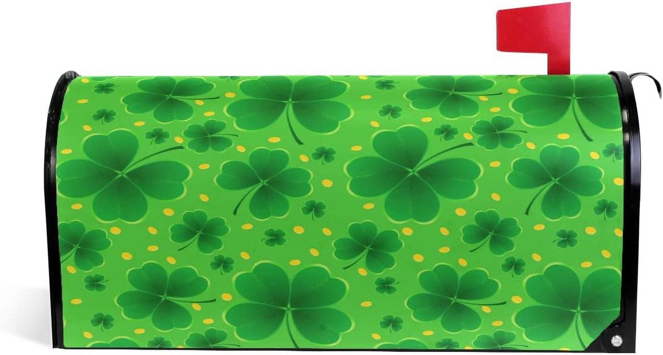 Happy Patrick''s Day Green Shamrock Magnetic Clover Mailbox Cover ...