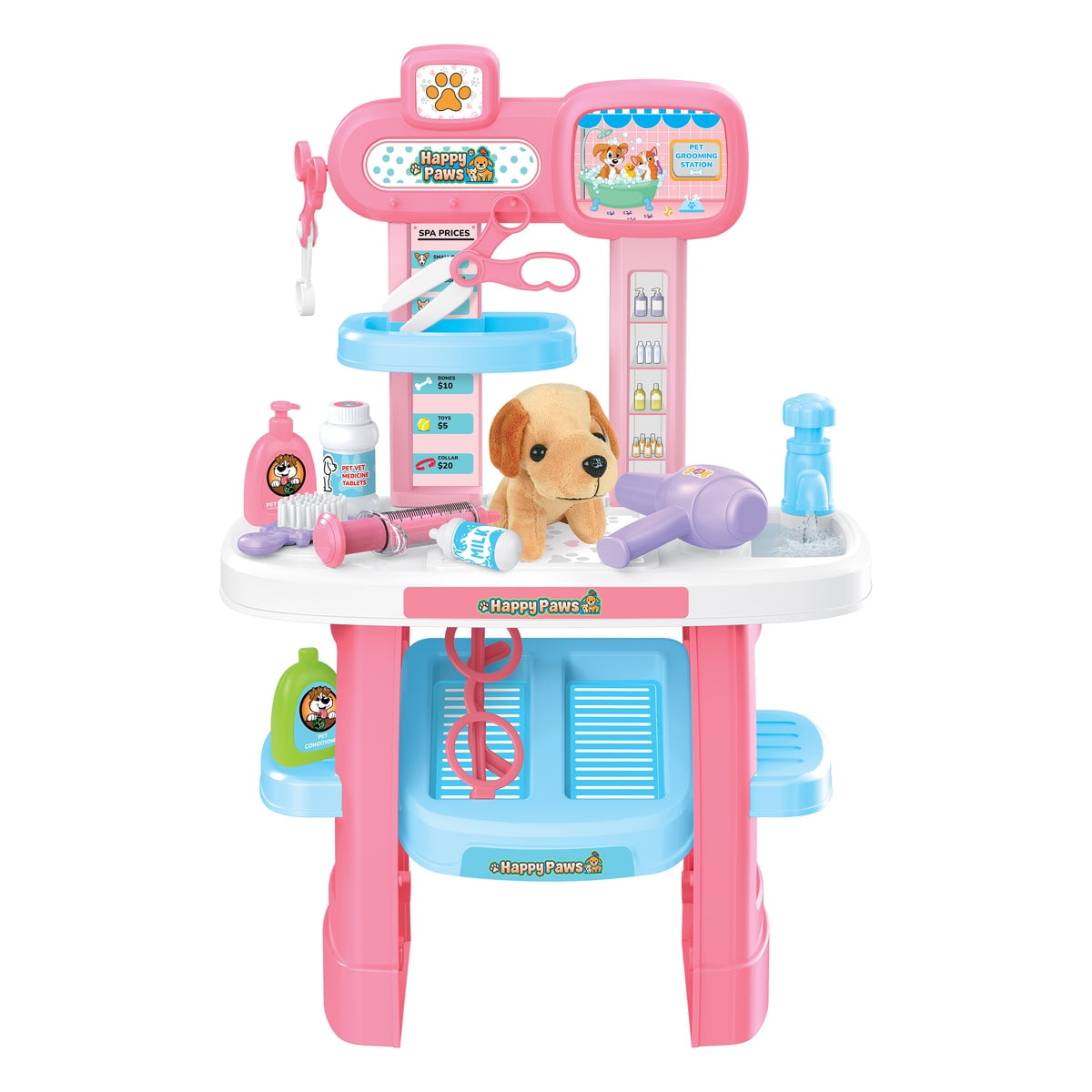 Happy Paws Kid's Pet Grooming Playset (22 Pieces) - Walmart.com