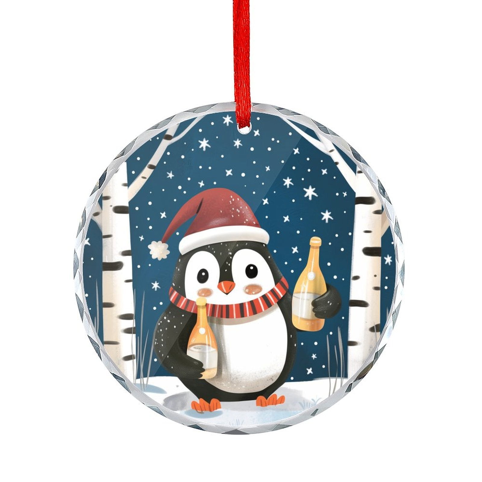 Happy Penguin Merry Christmas Cute Christmas Ornament Winter Trees ...