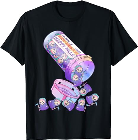 Happy Pills Pastel Goth Kawaii Yami Reaper Otaku Women T-Shirt ...