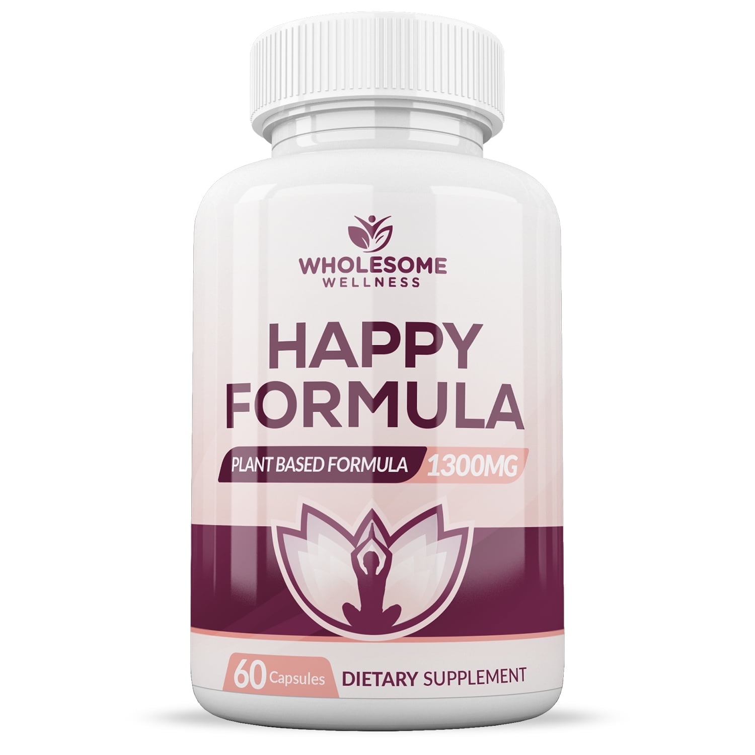 Wholesome Wellness Happy Pills Supplement, Supports Dopamine Serotonin Mood Stress PMS for Women ...