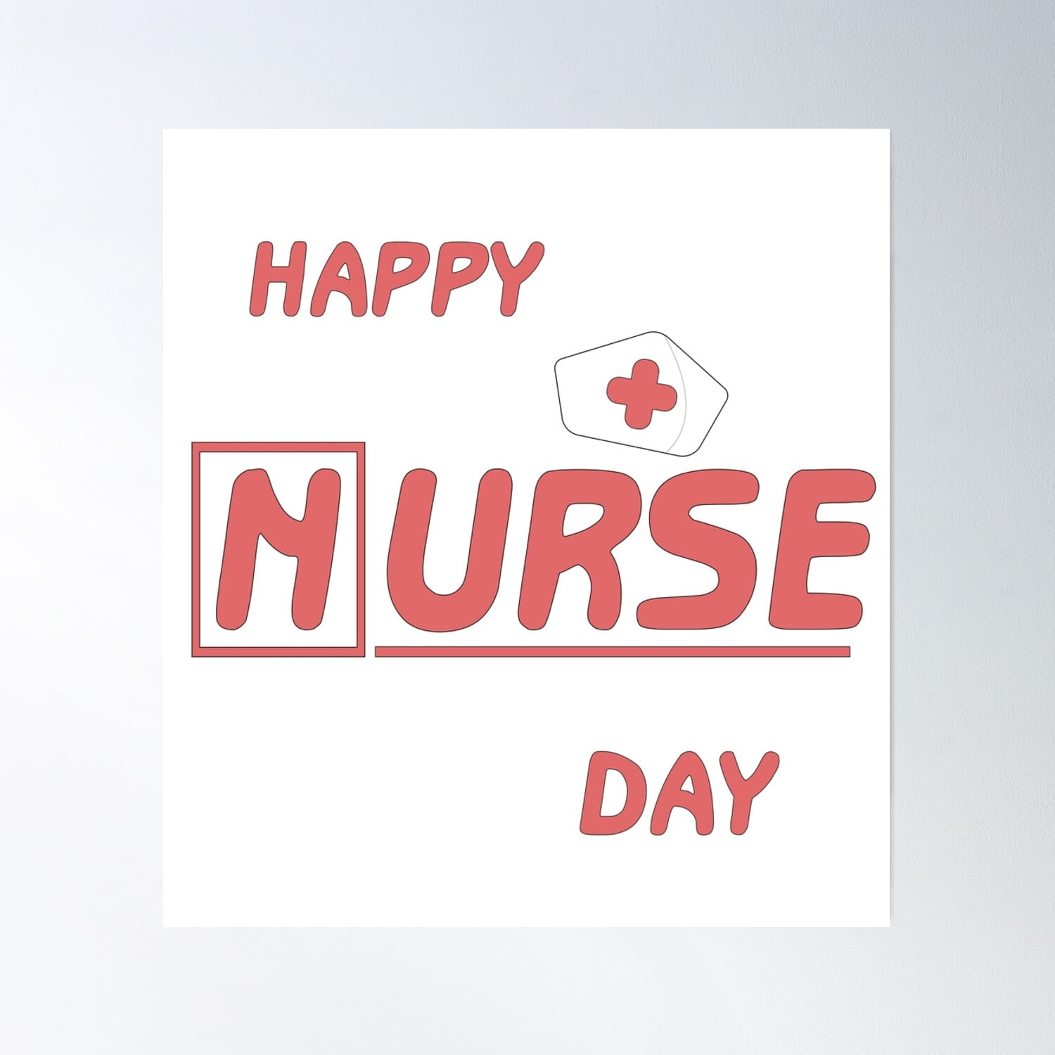 Happy Pink Nurses Day Poster Wall Art, Modern Wall Decor, 16x16 ...