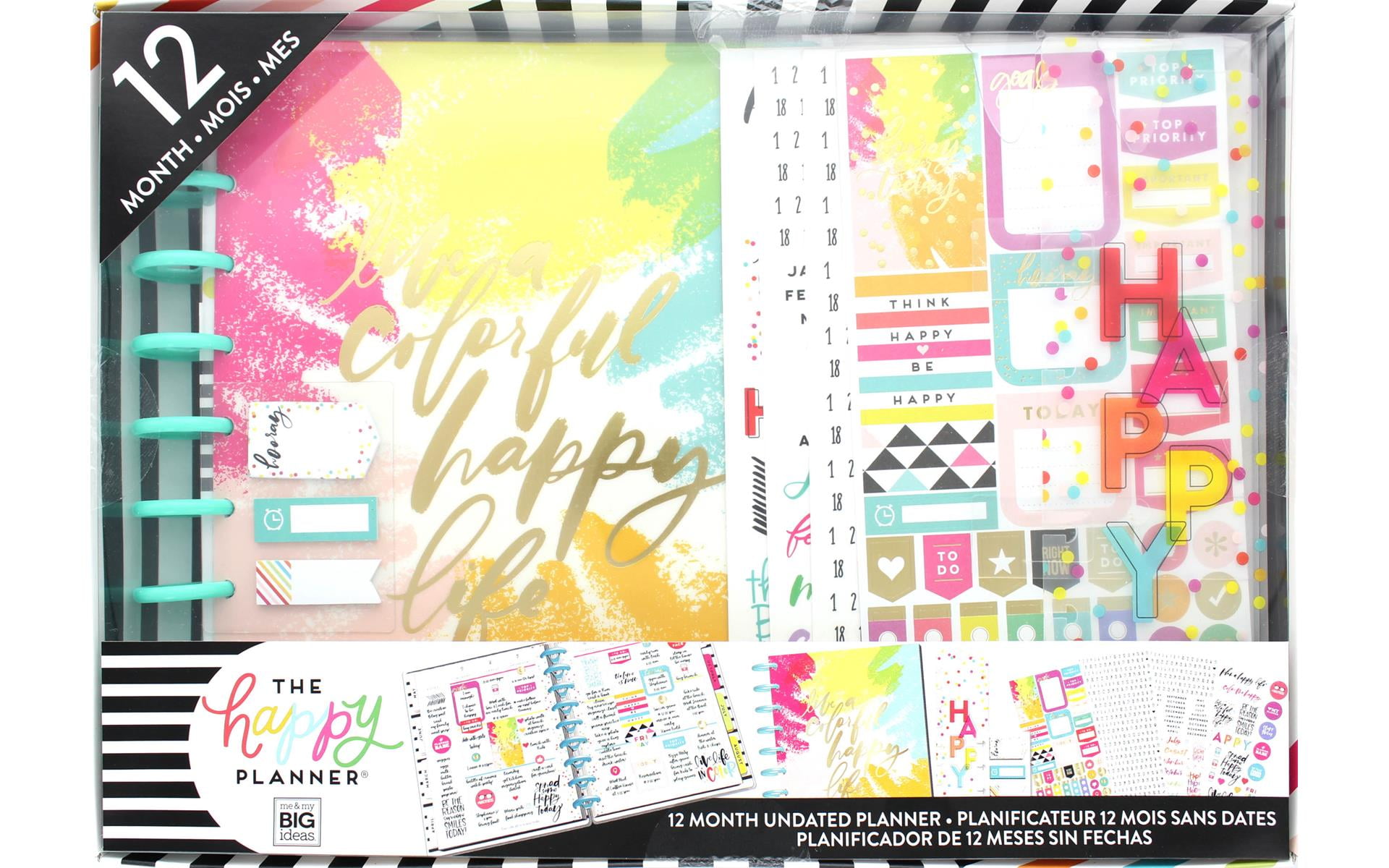 Happy Planner 12-Month Undated Medium Planner Box Kit-Colorful Happy ...