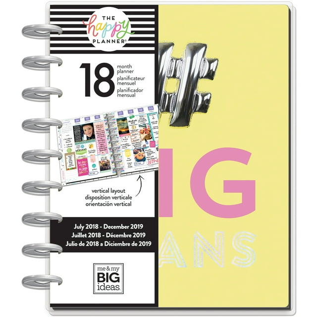 Happy Planner 18-Month Dated Medium Planner 7.75"X9.75"-Big Plans, Jul ...