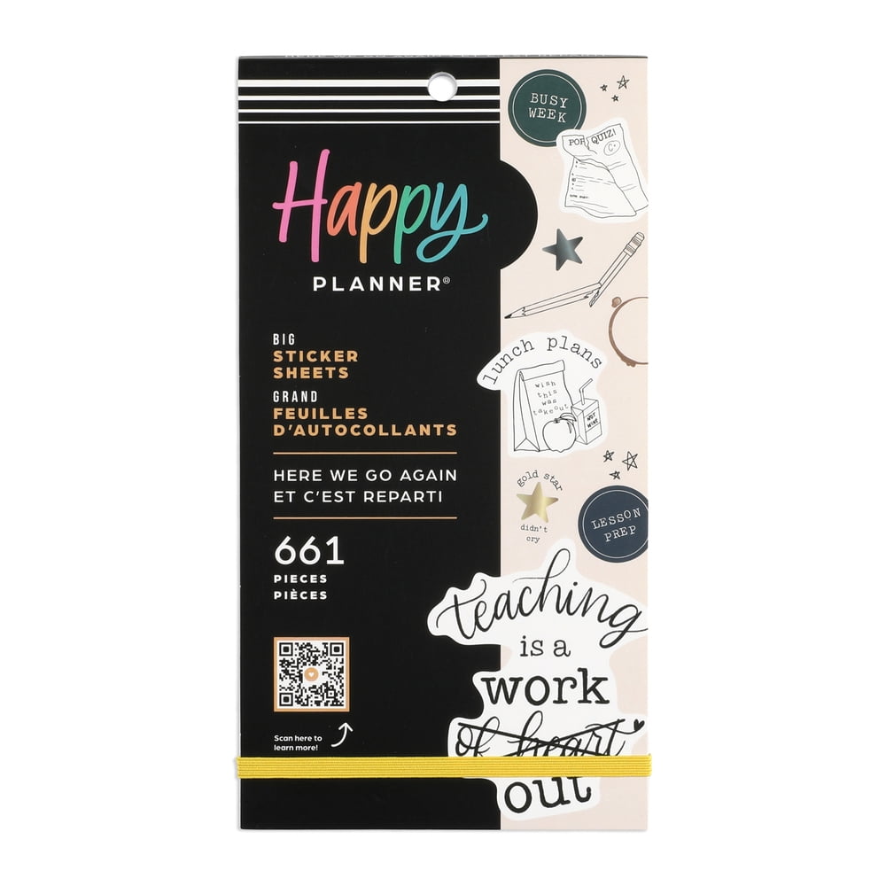 Happy Planner 30 Sheet Teacher Value Sticker Pack, Here We Go Again ...
