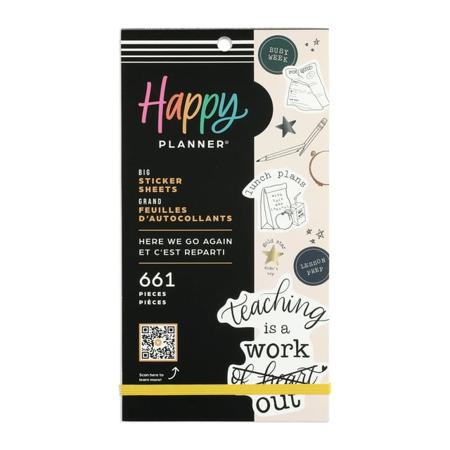 Happy Planner 30 Sheet Teacher Value Sticker Pack, Here We Go Again ...
