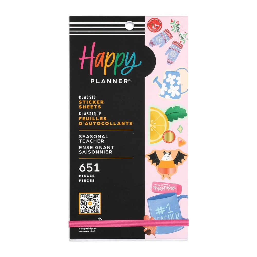Happy Planner 30 Sheet Teacher Value Sticker Pack, Seasonal Teacher ...