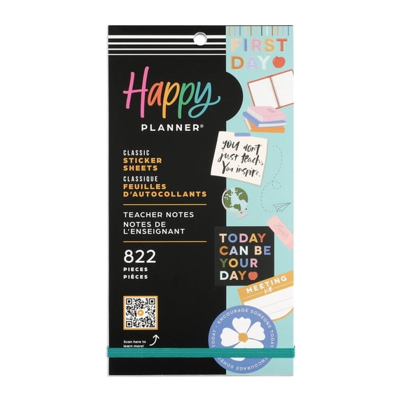 Happy Planner 30 Sheet Teacher Value Sticker Pack, Teacher Notes, 822 ...