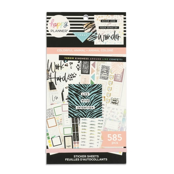 Happy Planner 30 Sheet Value Pack, 585 Colorful Animal Theme Stickers ...