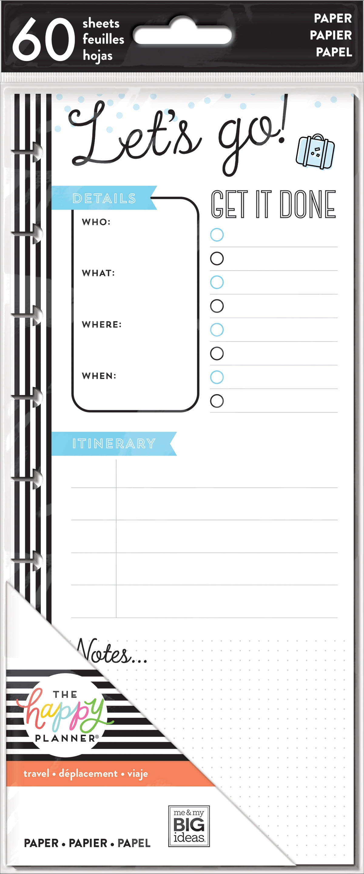 Happy Planner Medium Half Sheet Fill Paper 60/Pkg-Travel - Walmart.com