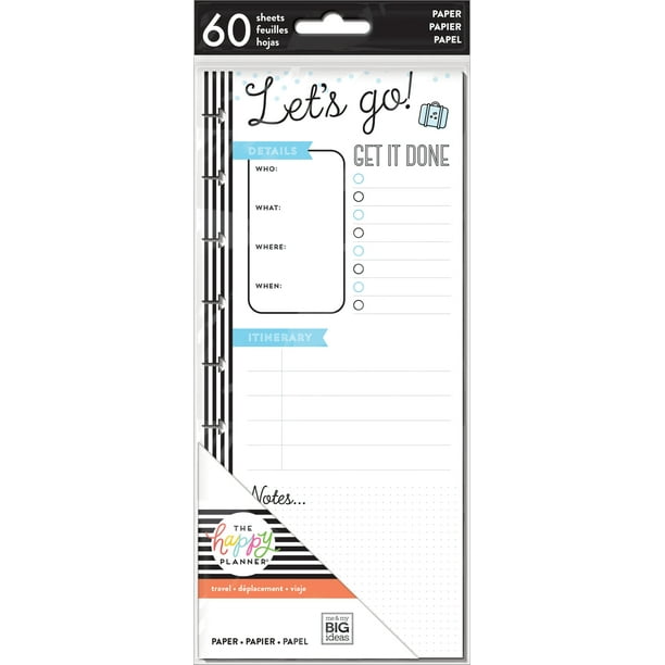 Happy Planner Medium Half Sheet Fill Paper 60/Pkg-Travel - Walmart.com