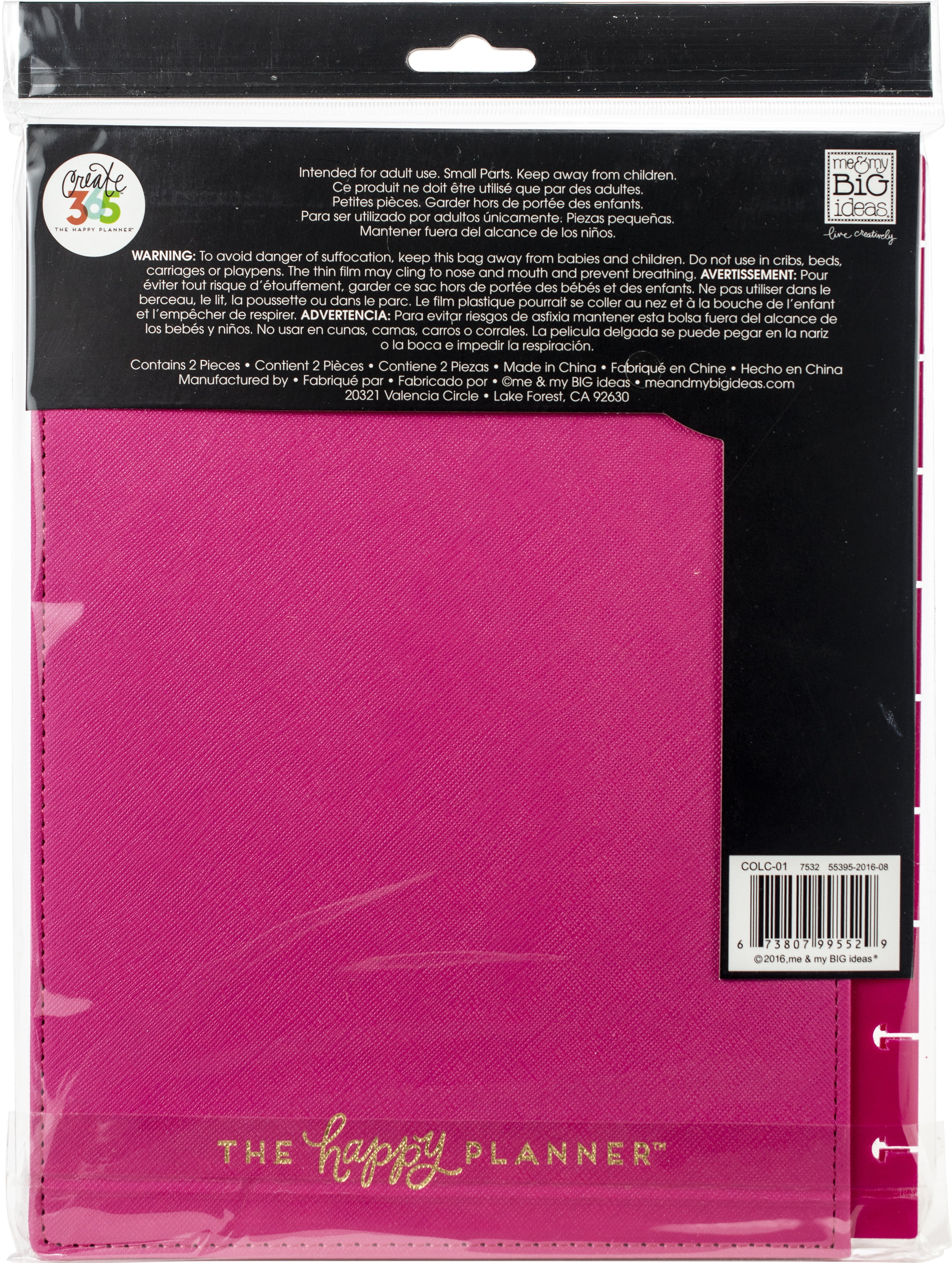 Happy Planner Medium Snap-In Hard Planner Cover 9.75"X7.75"-Pink Happy ...