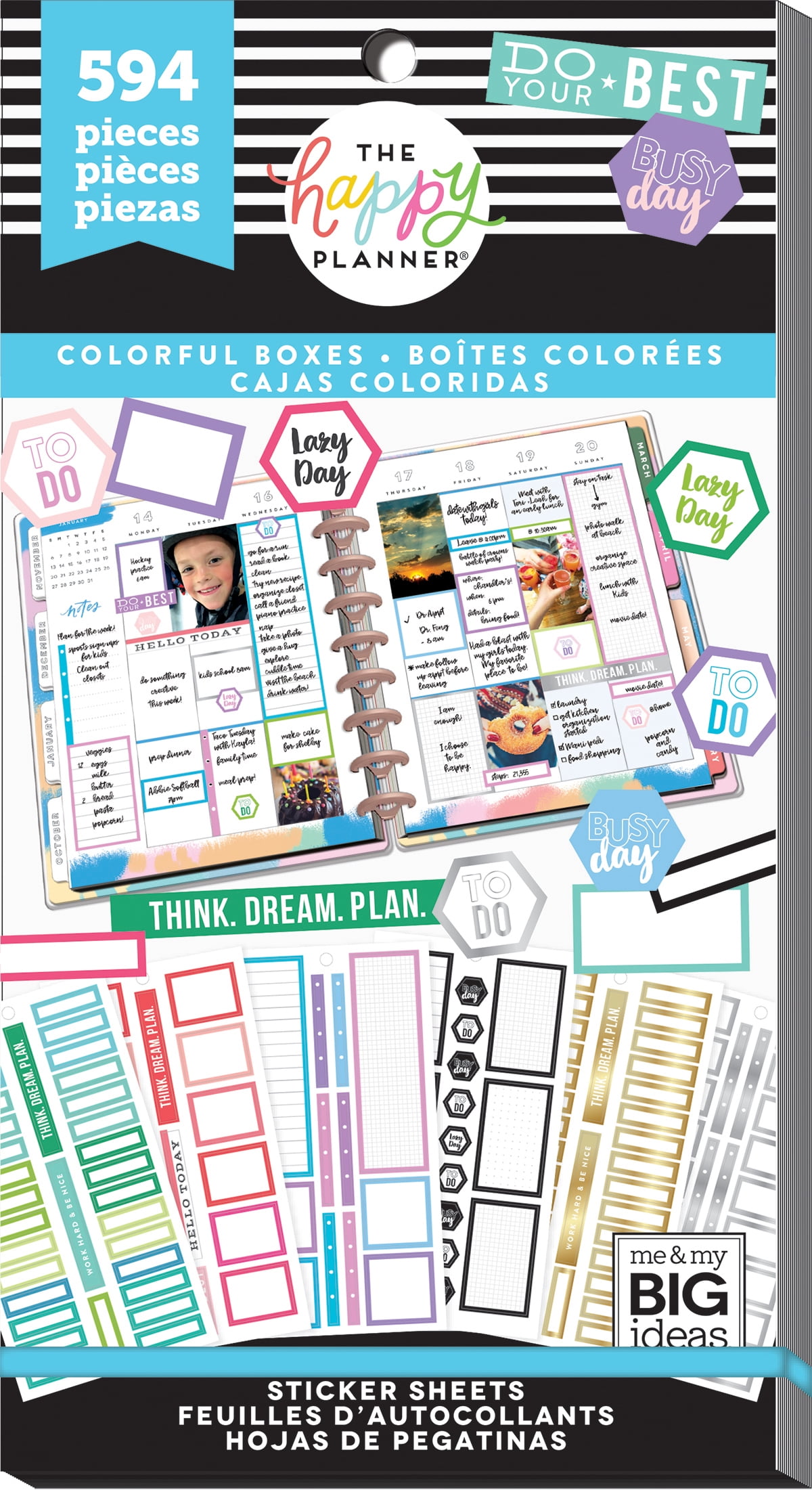 Happy Planner Sticker Value Pack-Colorful Boxes, 594/Pkg - Walmart.com
