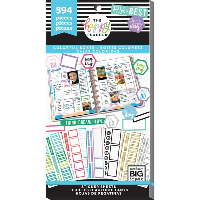 Happy Planner Sticker Value Pack-Colorful Boxes, 594/Pkg - Walmart.com