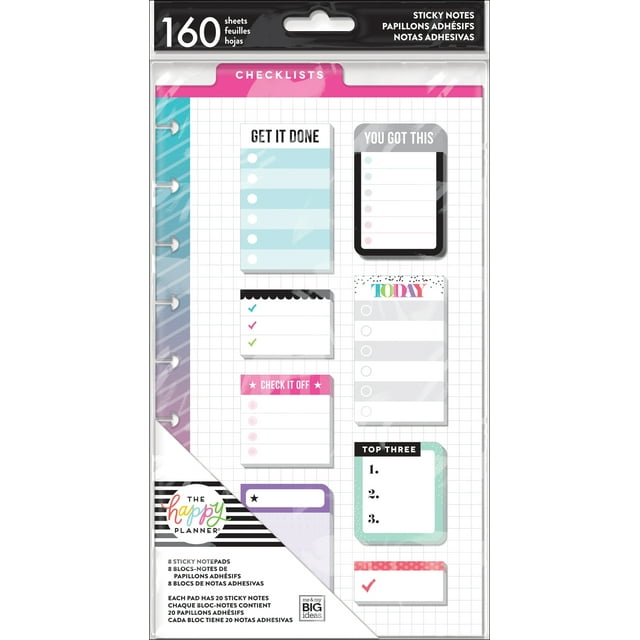 Happy Planner Sticky Notes 160/Pkg Checklists - Walmart.com