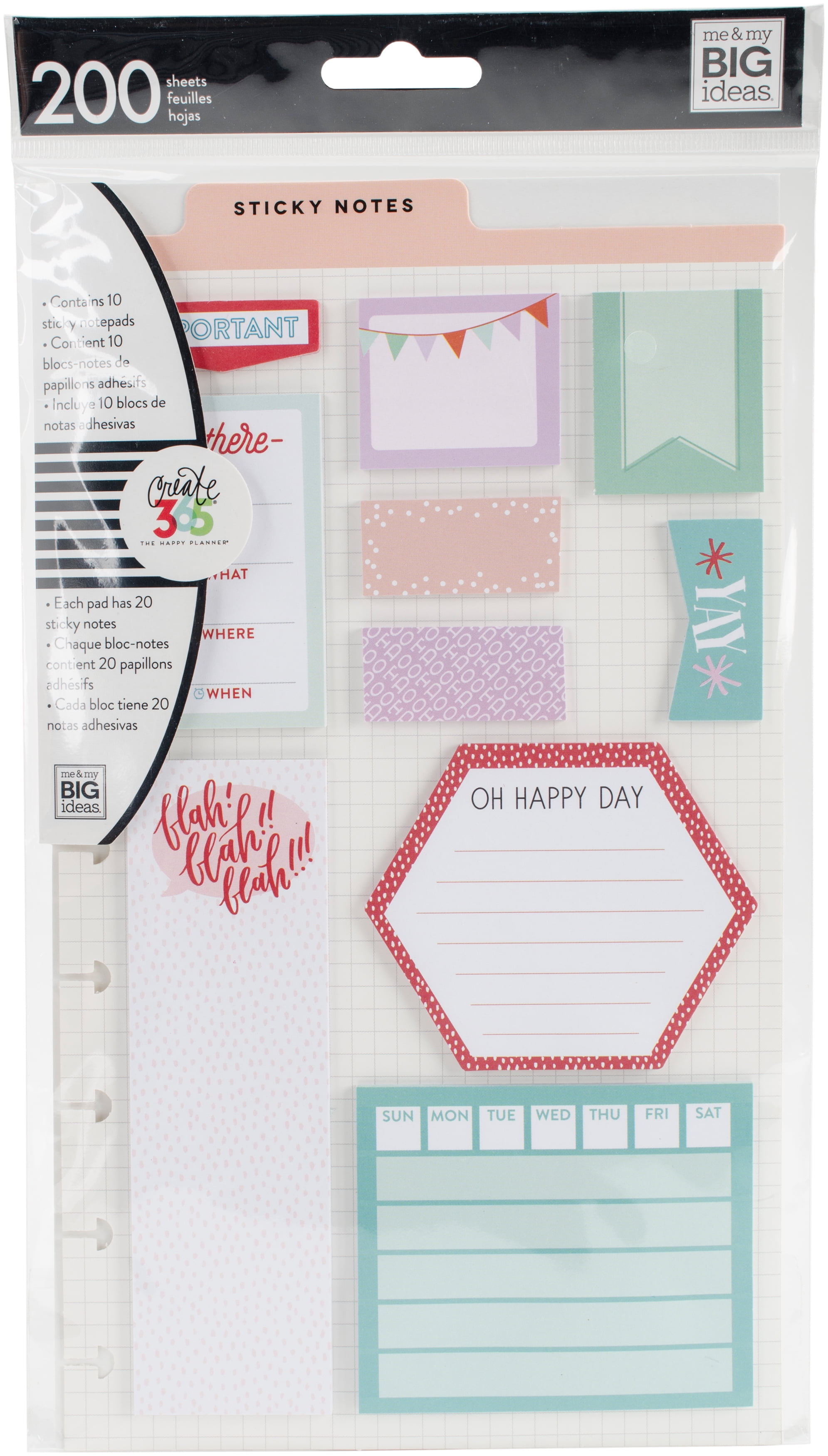 Happy Planner Sticky Notes 200/Pkg-Be There - Classic, 10 Designs/20 ...
