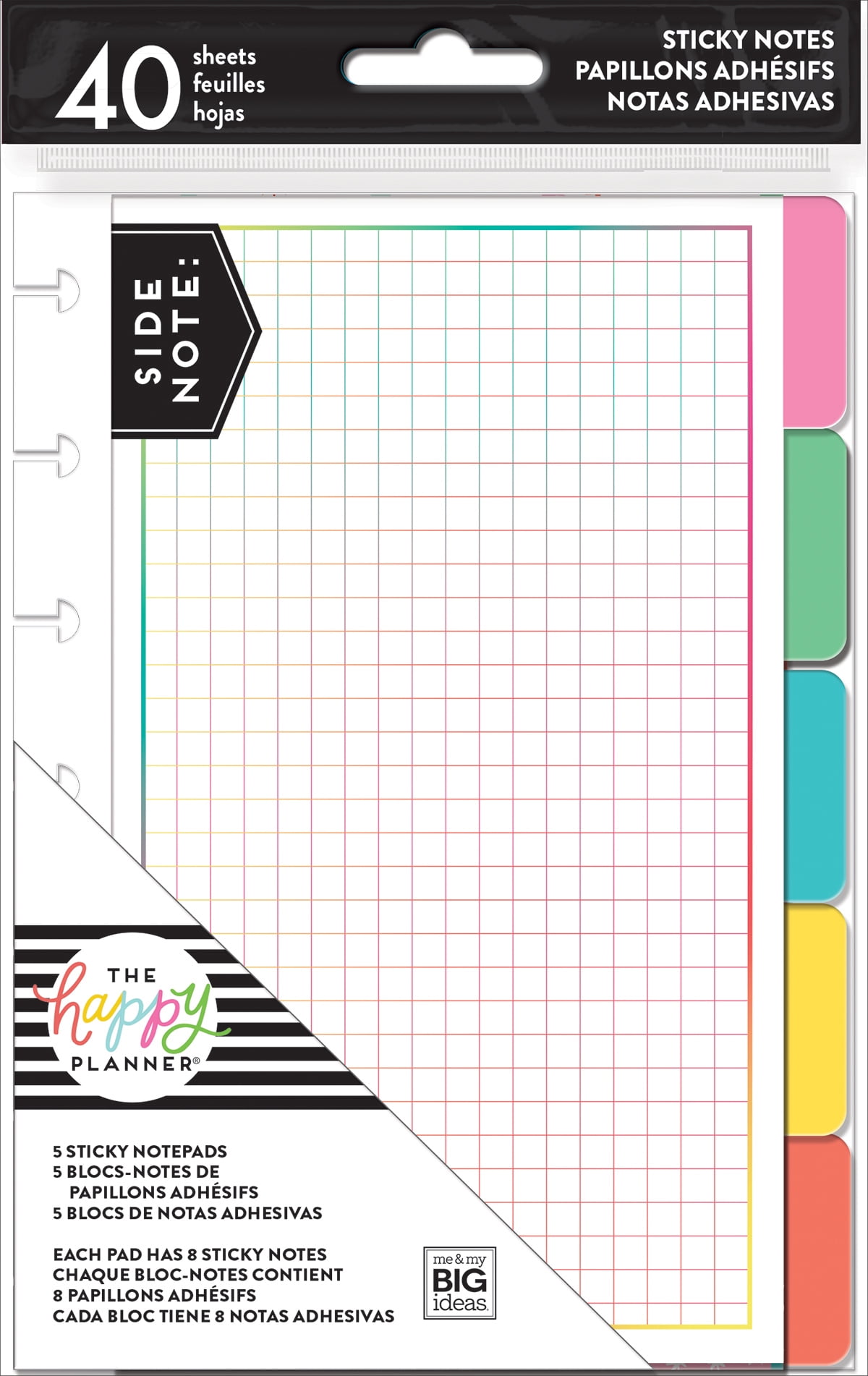 Happy Planner Sticky Notes 40/Pkg-Brights, 5 Designs/8 Each - Walmart.com