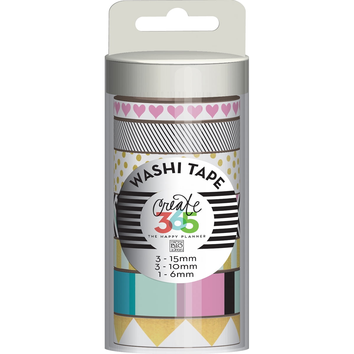 Happy Planner Washi Tape 7/Pkg-Black & White - Walmart.com