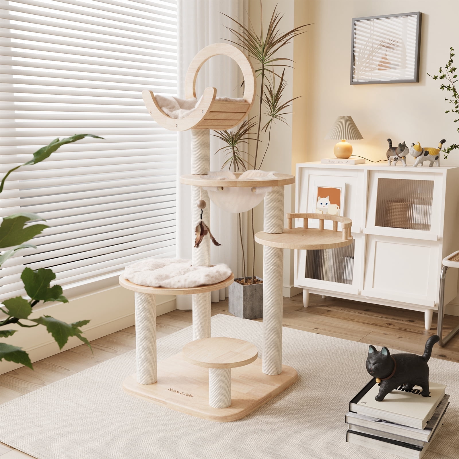 Happy & Polly Transformable Cat Tree,Large 3-in-1 Installation 56.3"H ...