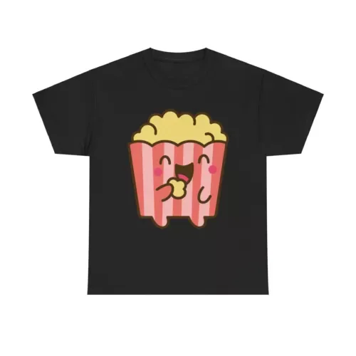 Happy Popcorn T Shirt Movie Night Cinema Snack Film Buff Foodie Kawaii Cute Hot Trend T