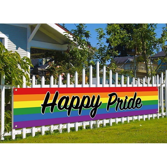 Happy Pride Fence Banner Rainbow LGBTQ+ Large Outdoor Pride Month ...